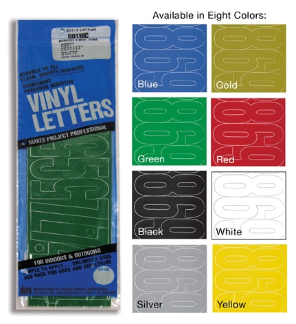 4″ Blue Gothic Vinyl Numbers Set | Graphic Products Corporation